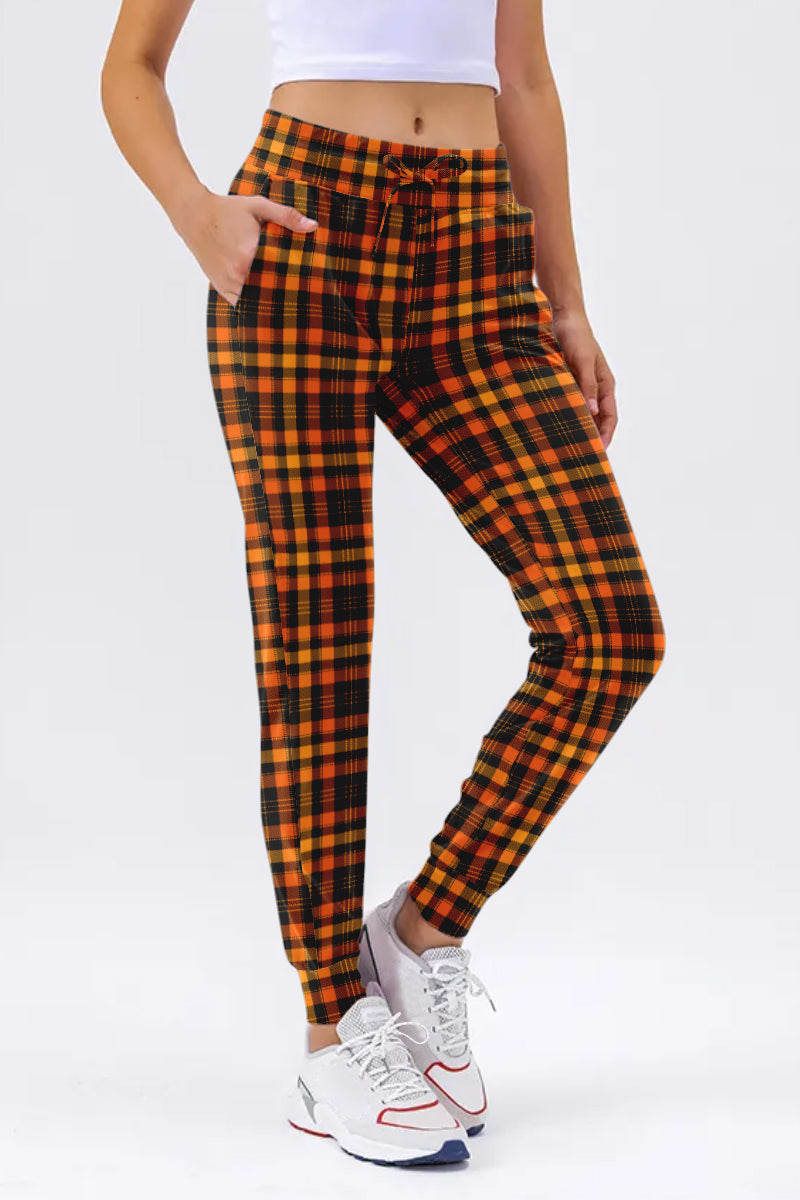 Pumpkin Plaid Jogger – Fall Style Jogger for Casual Wear – Comfee